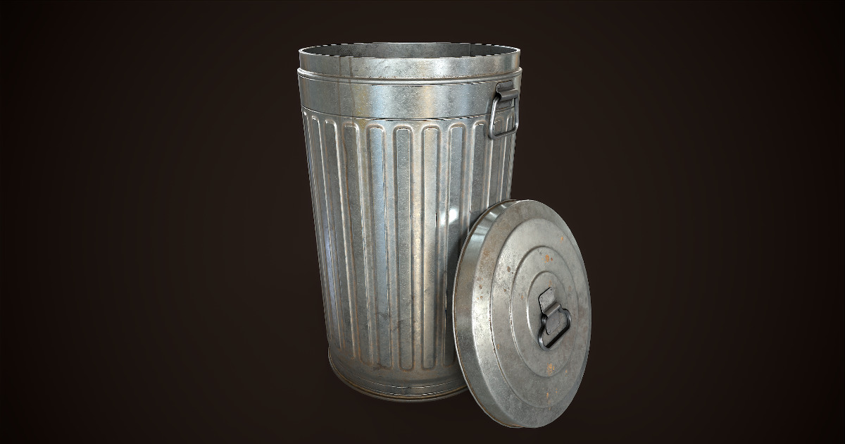 Metal trash can | 3D Exterior | Unity Asset Store
