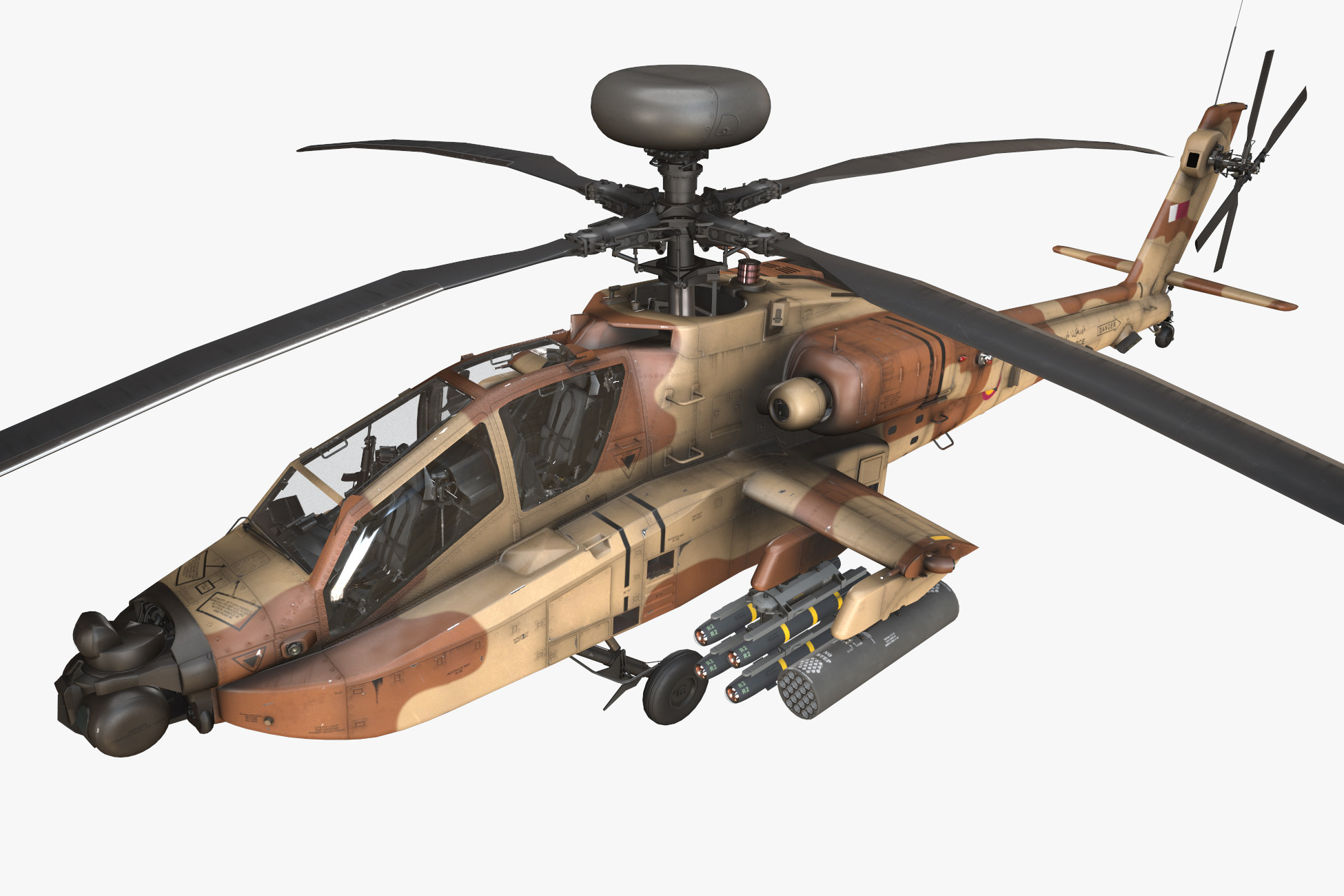 Apache AH-64E Qatar Emiri Air Force Static | 3D 飞机 | Unity Asset Store