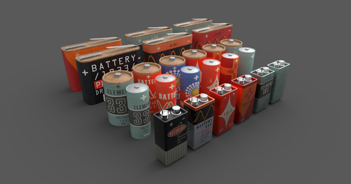 Battery vintage Pack | 3D Electronics | Unity Asset Store