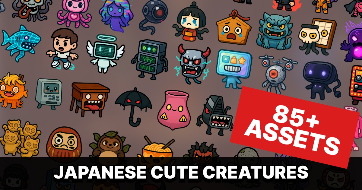 Chibi Yokai & Kawaii Monster Pack Japanese Cute Creatures & Characters ...
