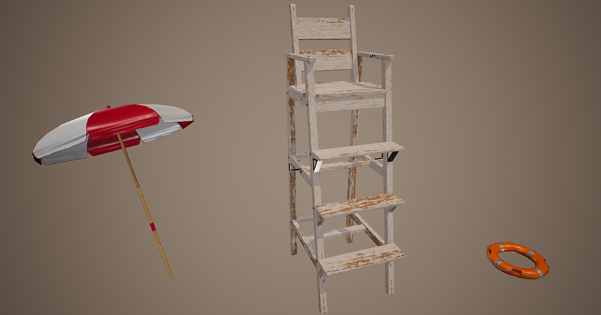 Lifeguard Chair With Umbrella | 3D Exterior | Unity Asset Store