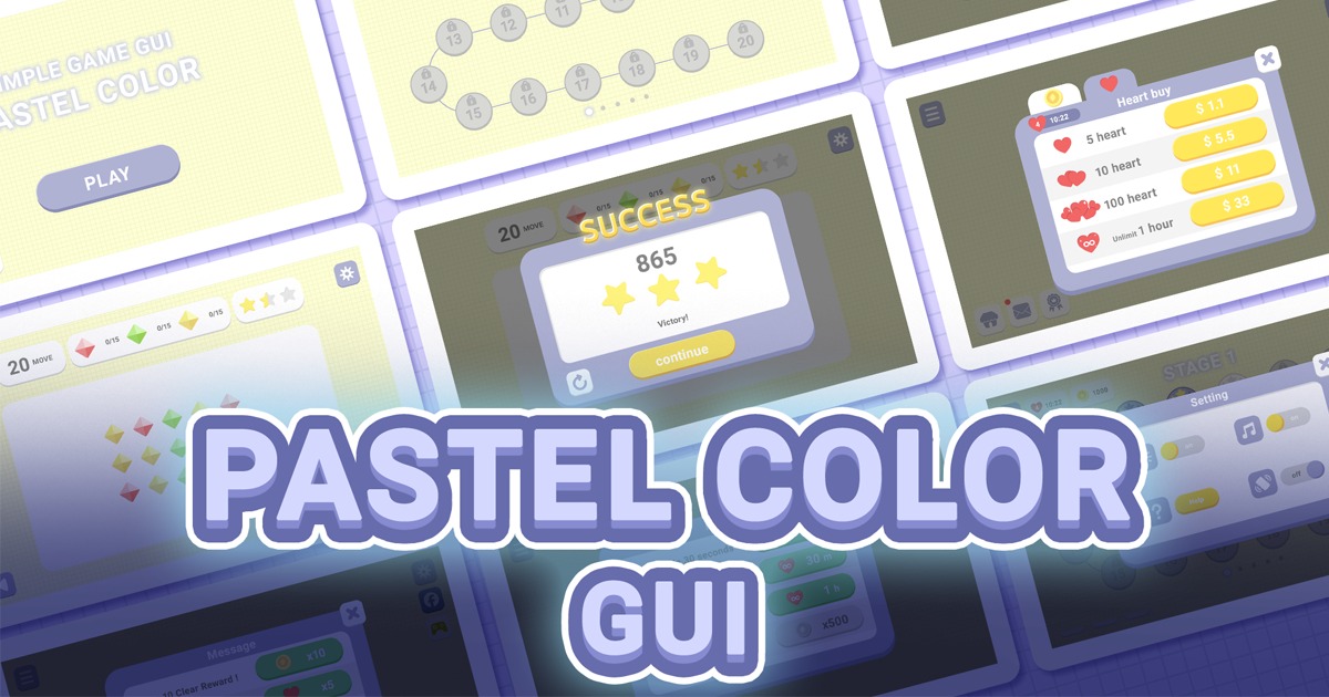 Simple Game UI Pastel Color | 2D GUI | Unity Asset Store