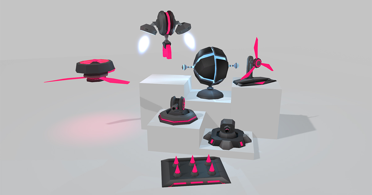Low Poly Scifi Turrets | 3D Robots | Unity Asset Store
