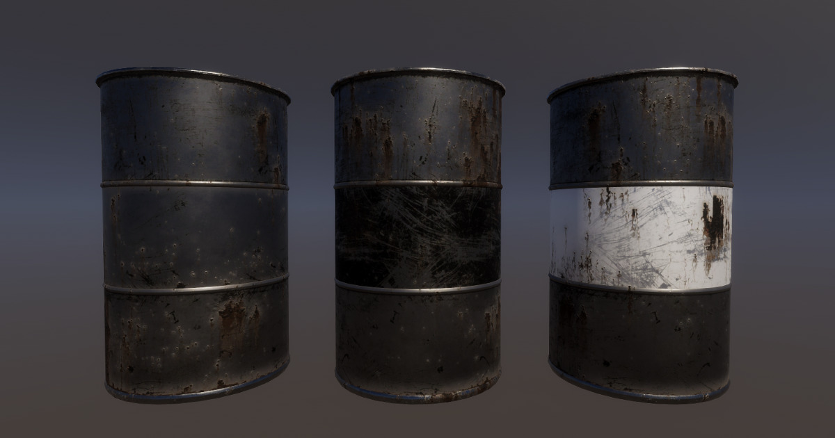Rusted Metal Barrels | 3D Props | Unity Asset Store