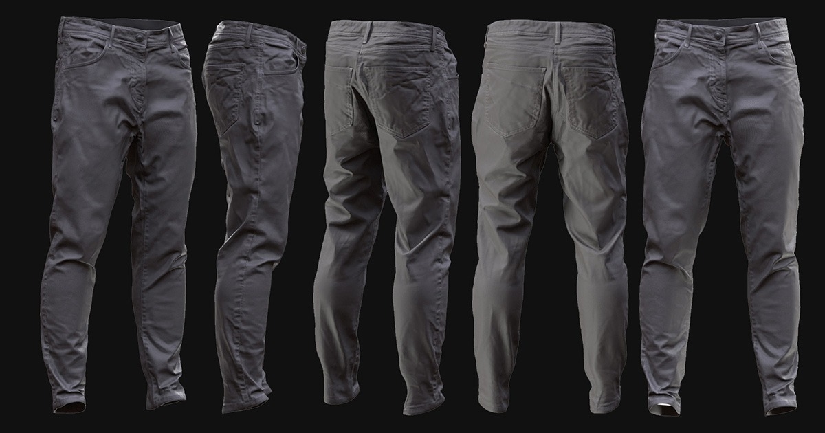 5 Pants - Male/Female - Rigged Humanoid Skeleton | 3D Characters ...