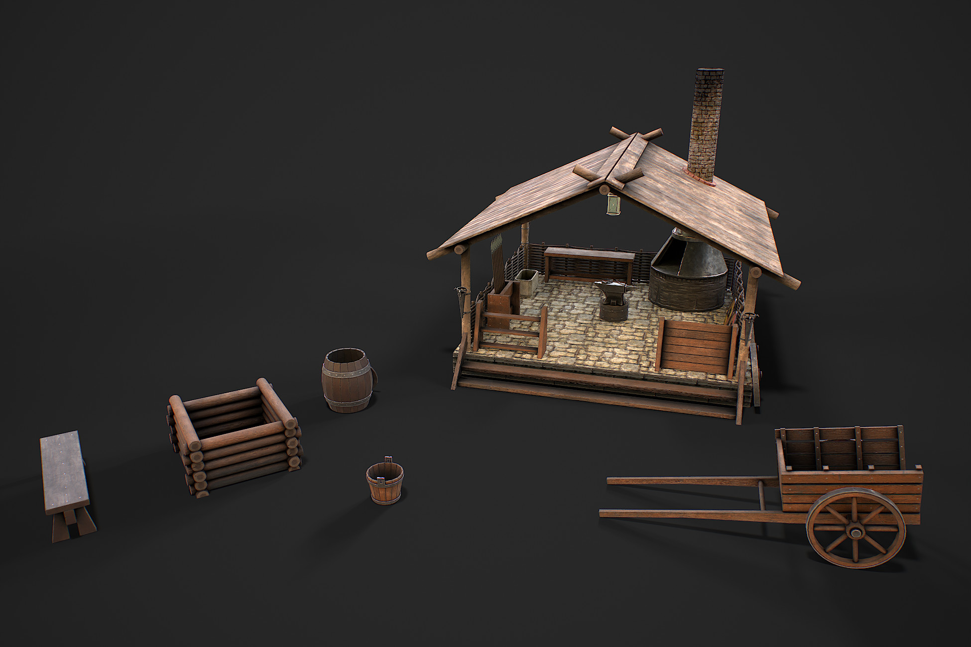 Medieval forge with accessories | 3D Historic | Unity Asset Store