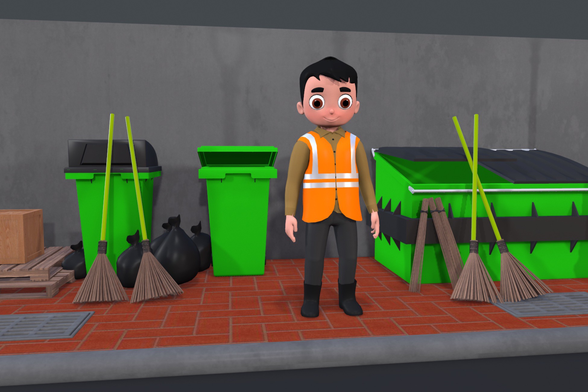 Low Poly Community Helper Sweeper - Male | 3D Characters | Unity Asset Store