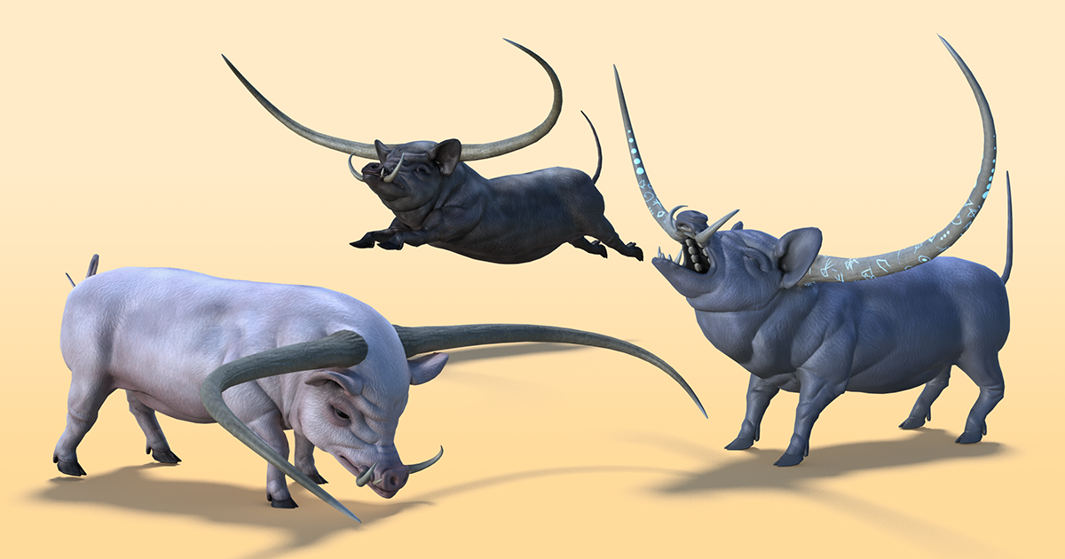 Long-horn Pig Spirit | 3D Creatures | Unity Asset Store