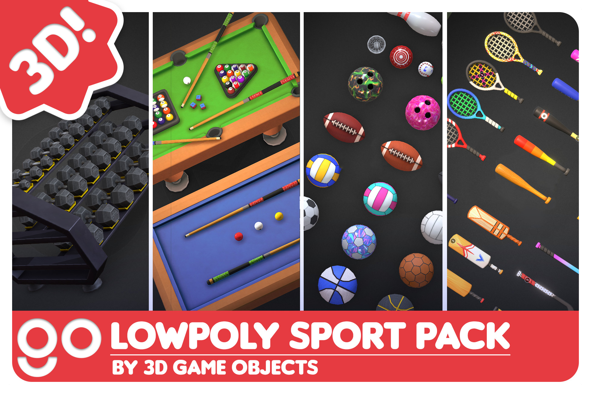 Ultimate Sport Equipments Collection - 3DGO Stylized Sports Pack | 3D ...