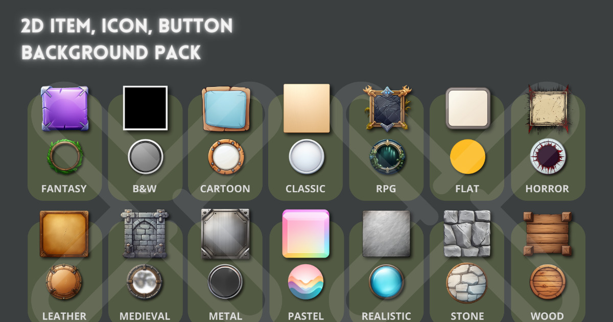 2D Item, Icon, Button Background Pack | 2D Icons | Unity Asset Store