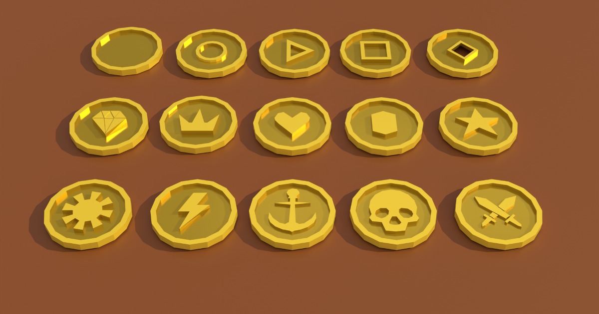 Stylized Coin Pack – 15 Coins -Gold, Silver, Bronze & Wood | 3D Props ...