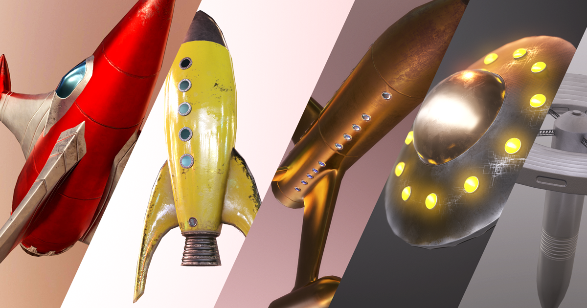 Retro Spaceships Pack PBR | 3D Space | Unity Asset Store