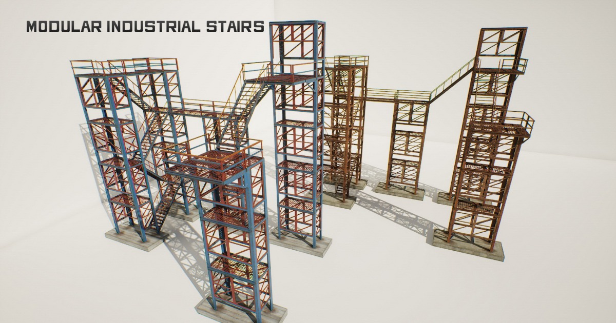 Industrial Modular Stairs | 3D Industrial | Unity Asset Store