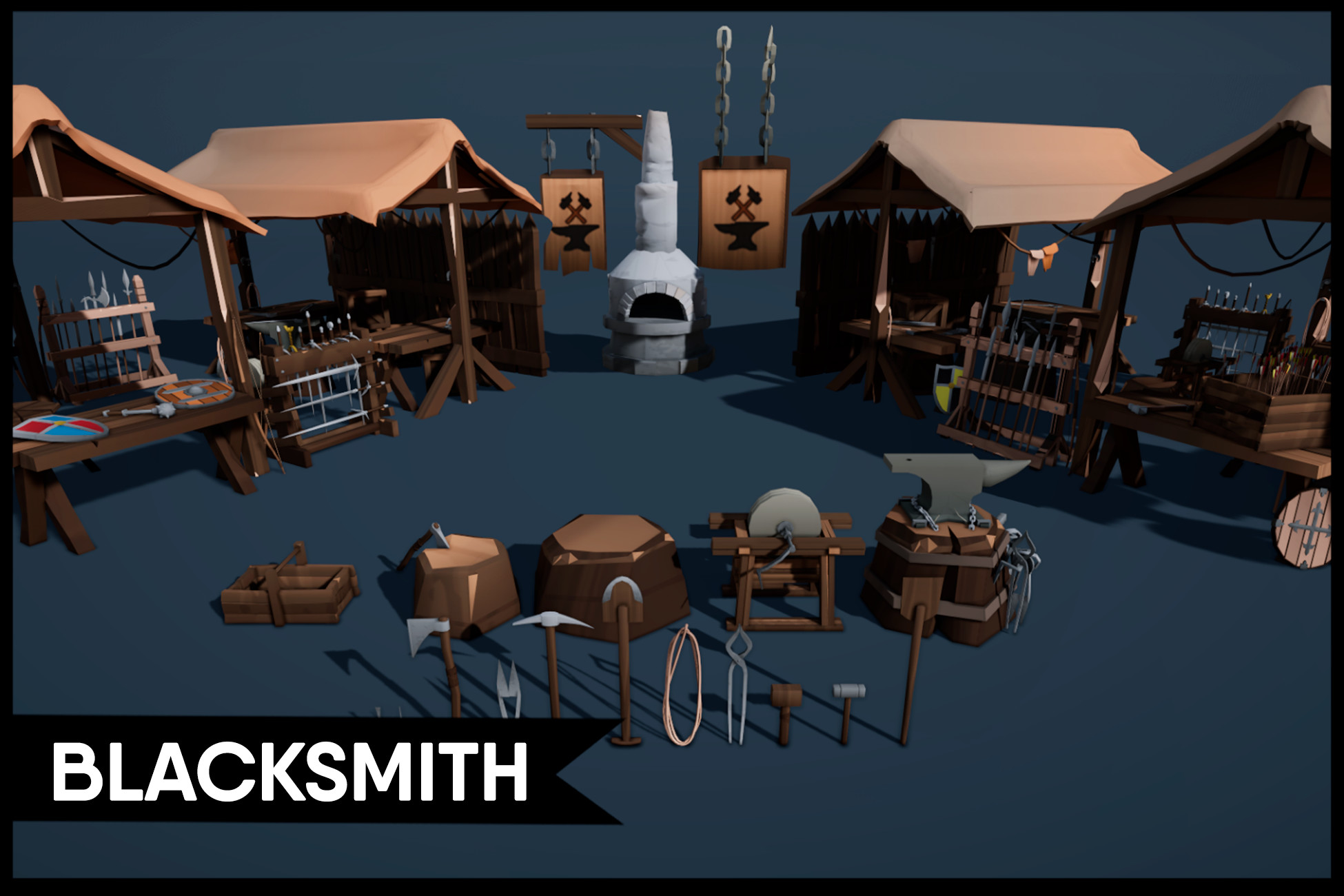 Blacksmith_Kitbashing - Lowpoly Environment by Unvik_3D | 3D Tools ...
