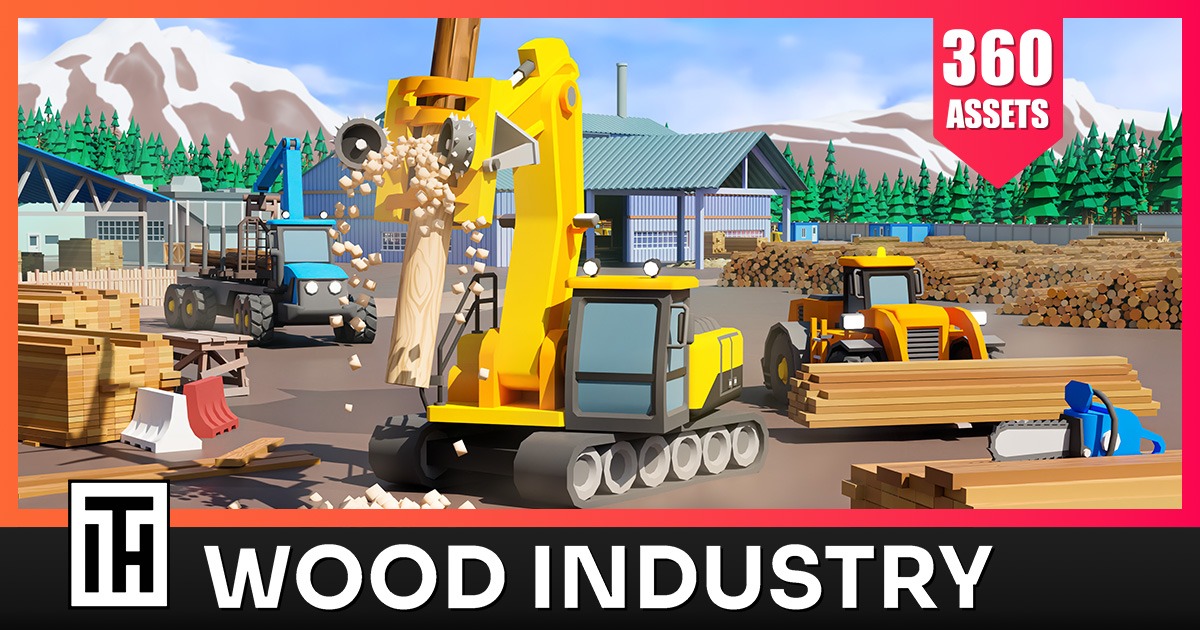 Wood Industry - Low Poly 3D Models Pack | 3D Industrial | Unity Asset Store
