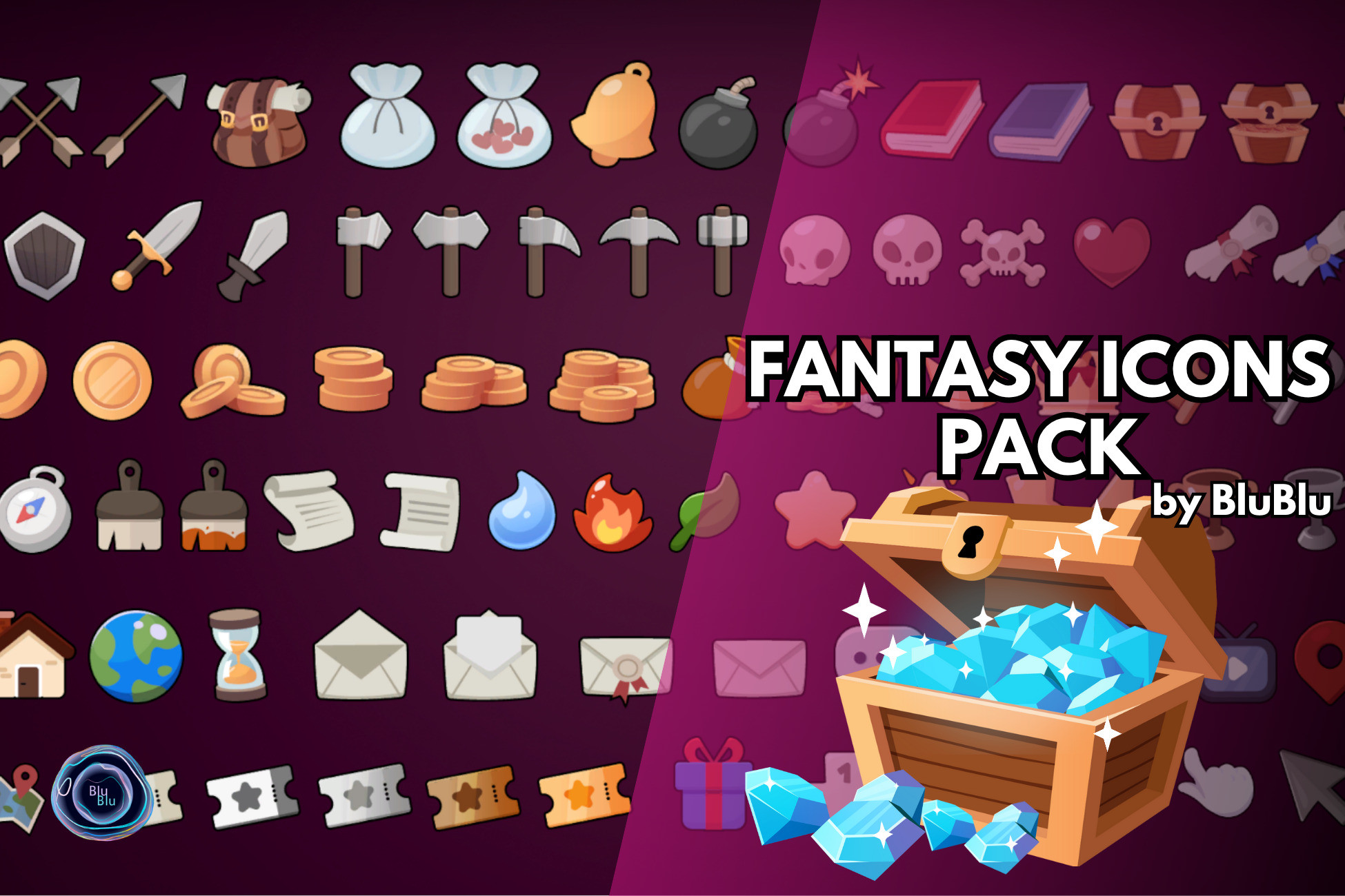 Fantasy Icons Pack 200+ by BluBlu Games