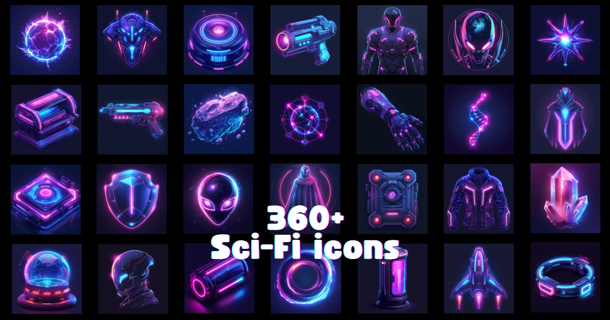 Sci-Fi Icon Collection - 363 Unique 2D Icons for Futuristic Games | 2D ...