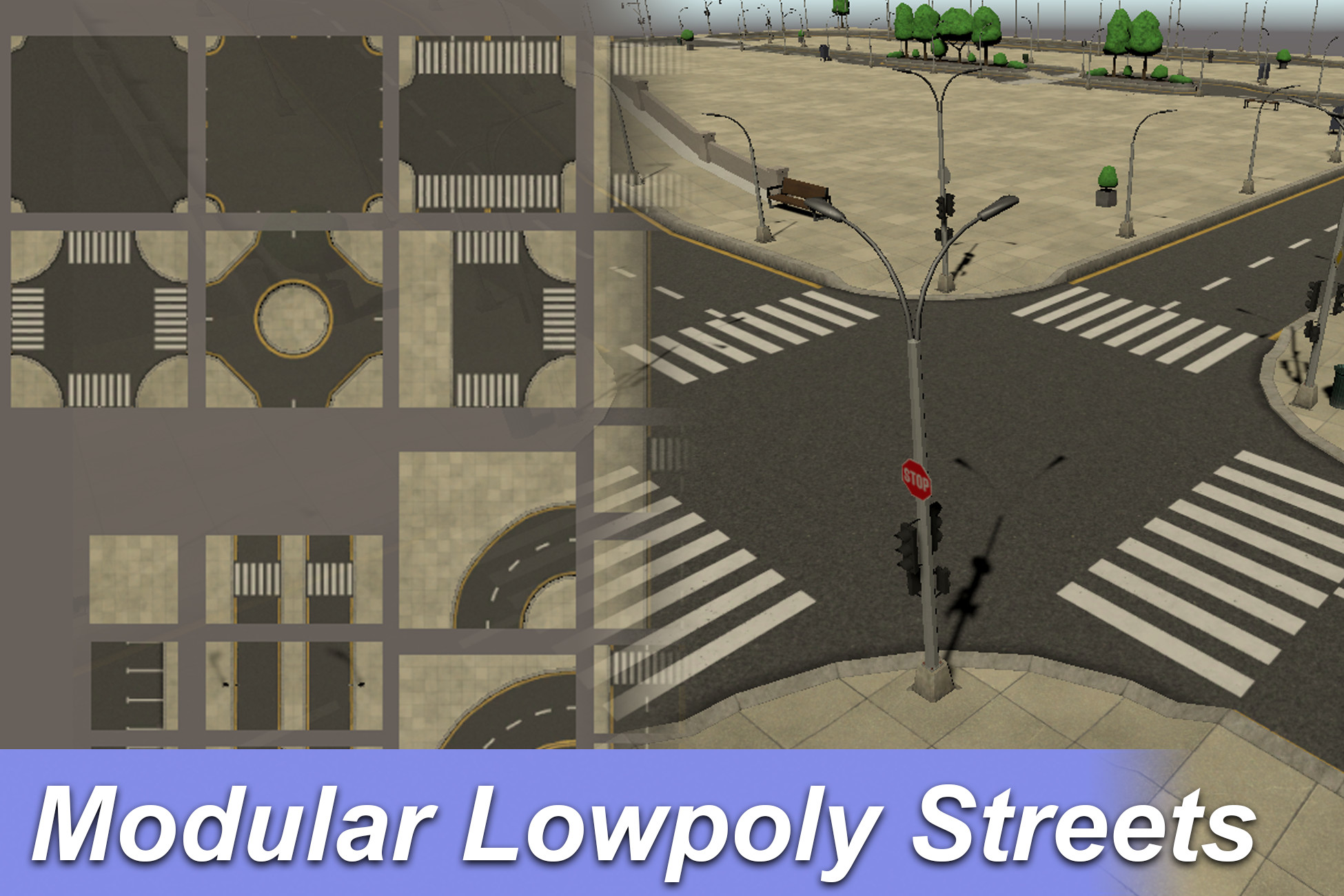 Modular Lowpoly Streets | 3D Urban | Unity Asset Store