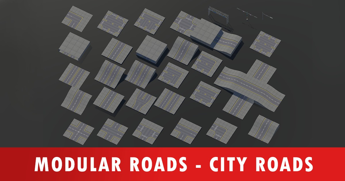 City Roads - Modular Roads Pack | 3D Roadways | Unity Asset Store