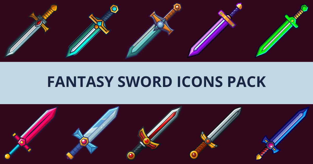 187 Fantasy Sword Icons Pack - Flat Cartoon Style | 2D 아이콘 | Unity ...
