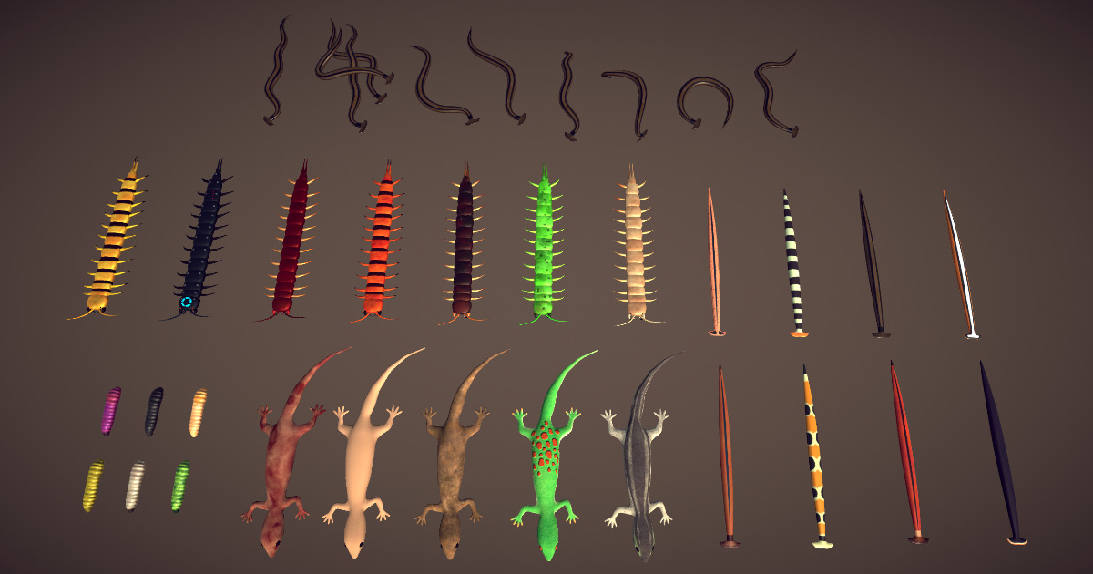 Worm's & Lizard's Pack | 3D Characters | Unity Asset Store
