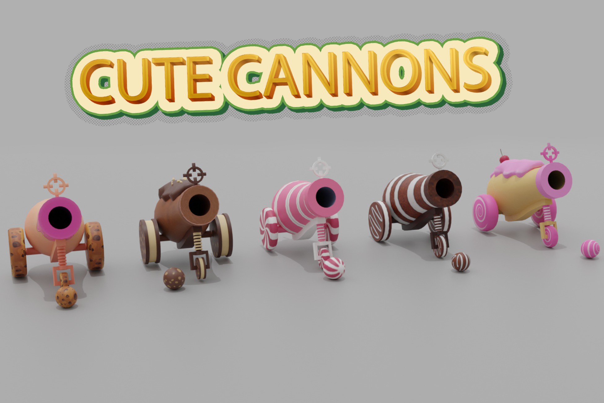 Cute Cannons Low poly | 3D 枪支 | Unity Asset Store