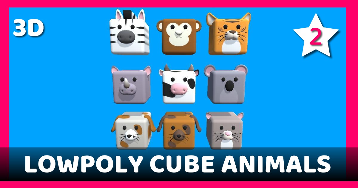 Low poly Cube Animals 3D - Cartoon Animals - 2 | 3D Animals | Unity ...