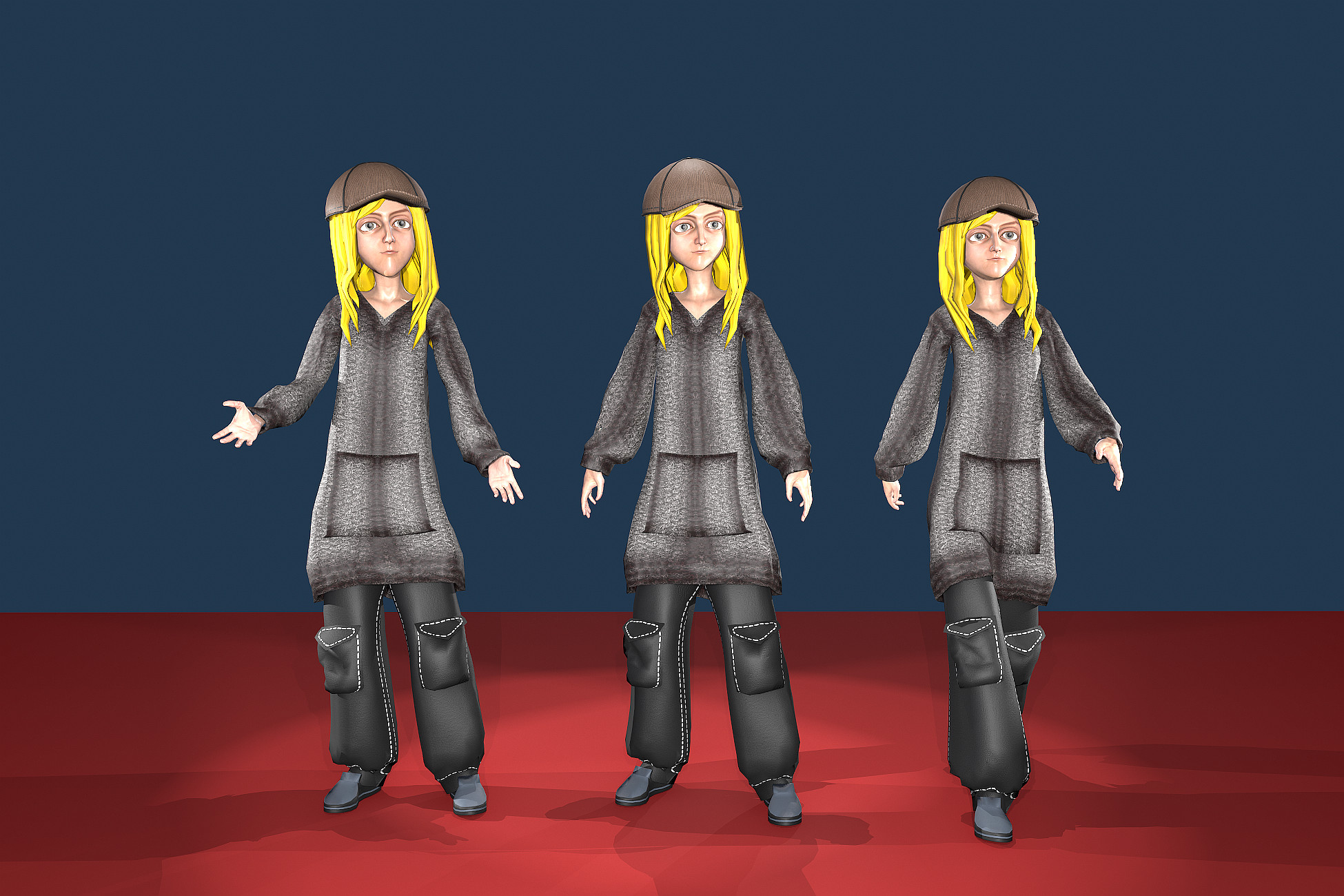 Teenager girl cartoon character | Characters | Unity Asset Store