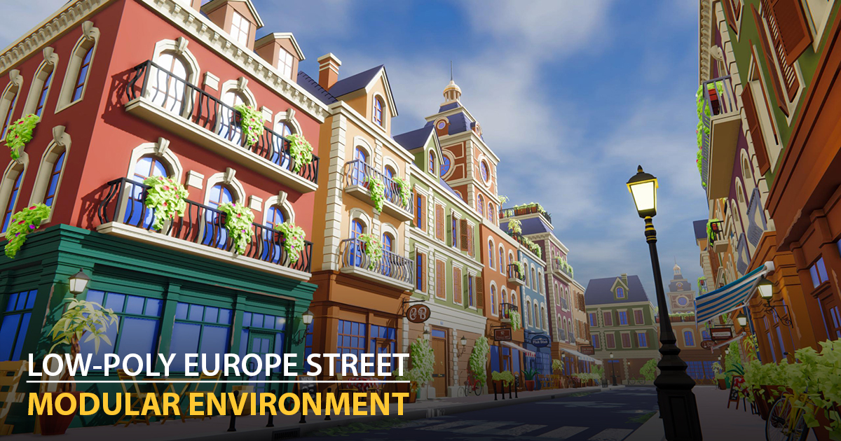Low-Poly Europe Street | 3D Urban | Unity Asset Store
