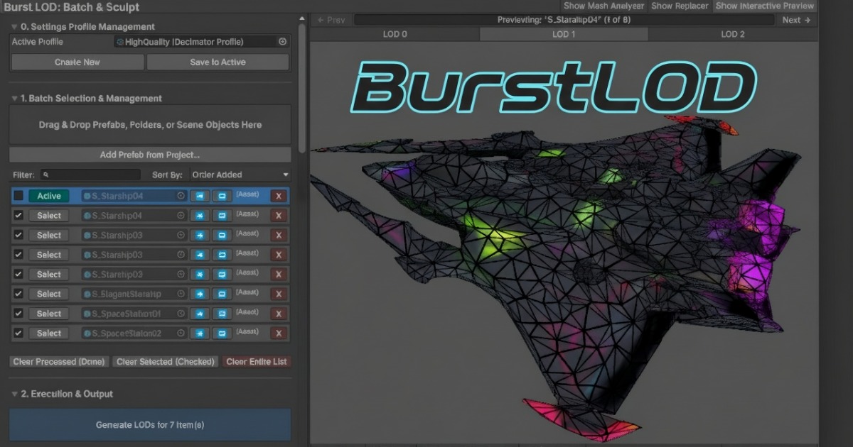 Burst LOD: Batch & Sculpt | Modeling | Unity Asset Store