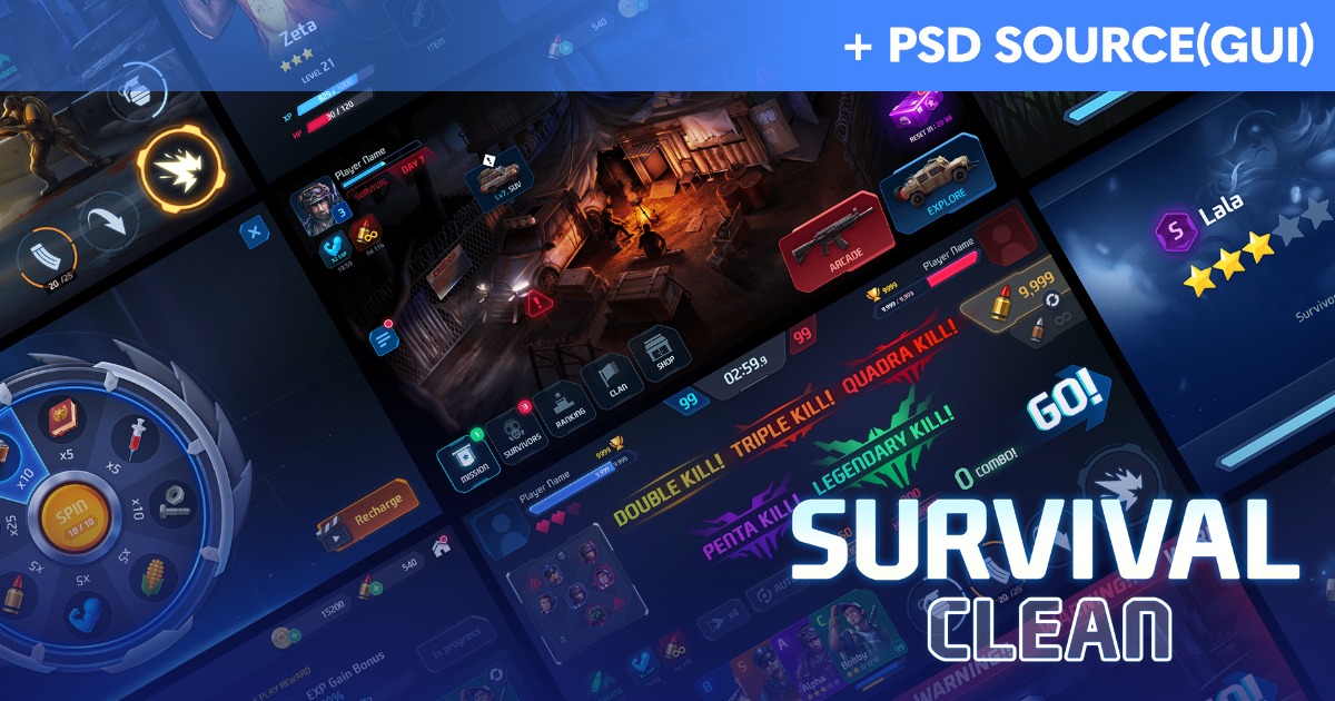 GUI Pro - Survival Clean(+PSD) | 2D GUI | Unity Asset Store
