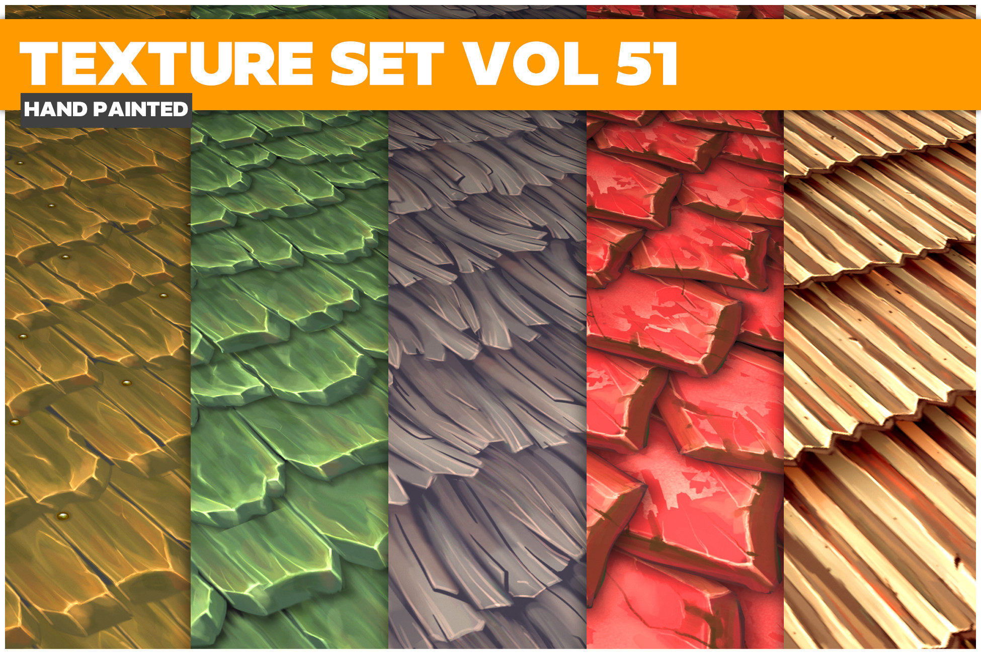 Texture Set Vol.51 Hand Painted Roofs | 2D Roofing | Unity Asset Store