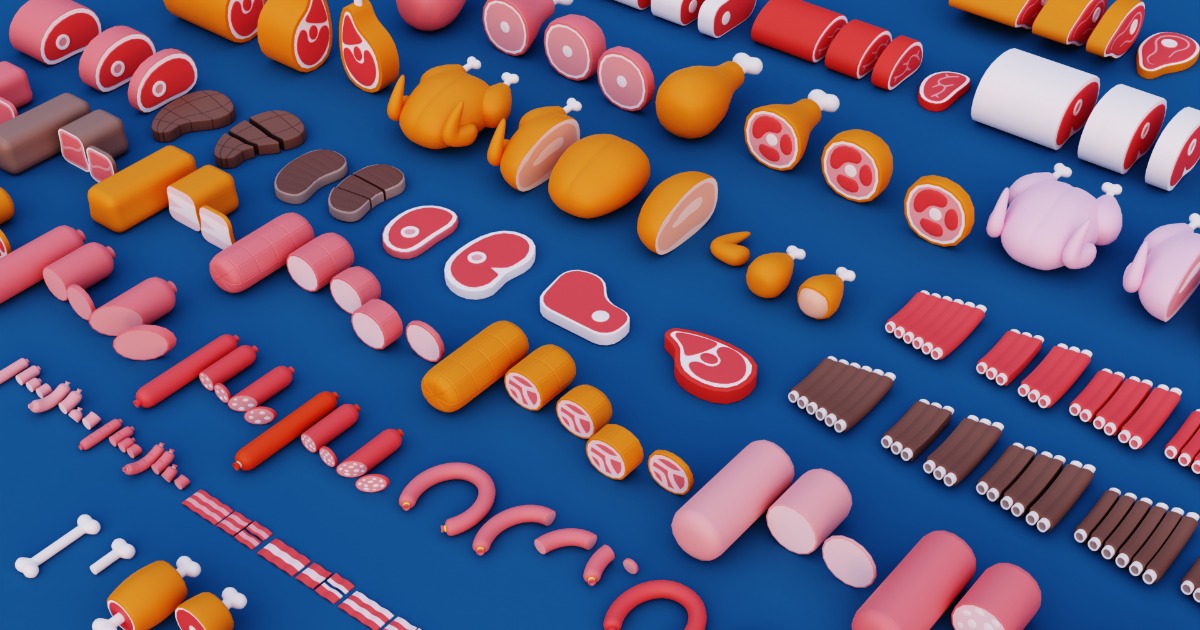 Cartoon Meat & Deli Pack | 3D Food | Unity Asset Store