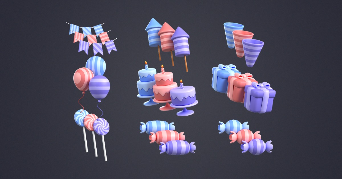 Birthday Pack | 3D Props | Unity Asset Store