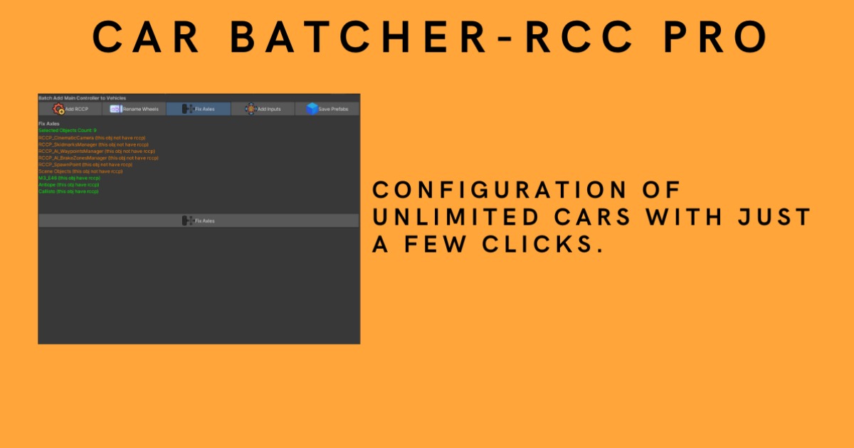Car Batcher-RCC Pro | Utilities Tools | Unity Asset Store