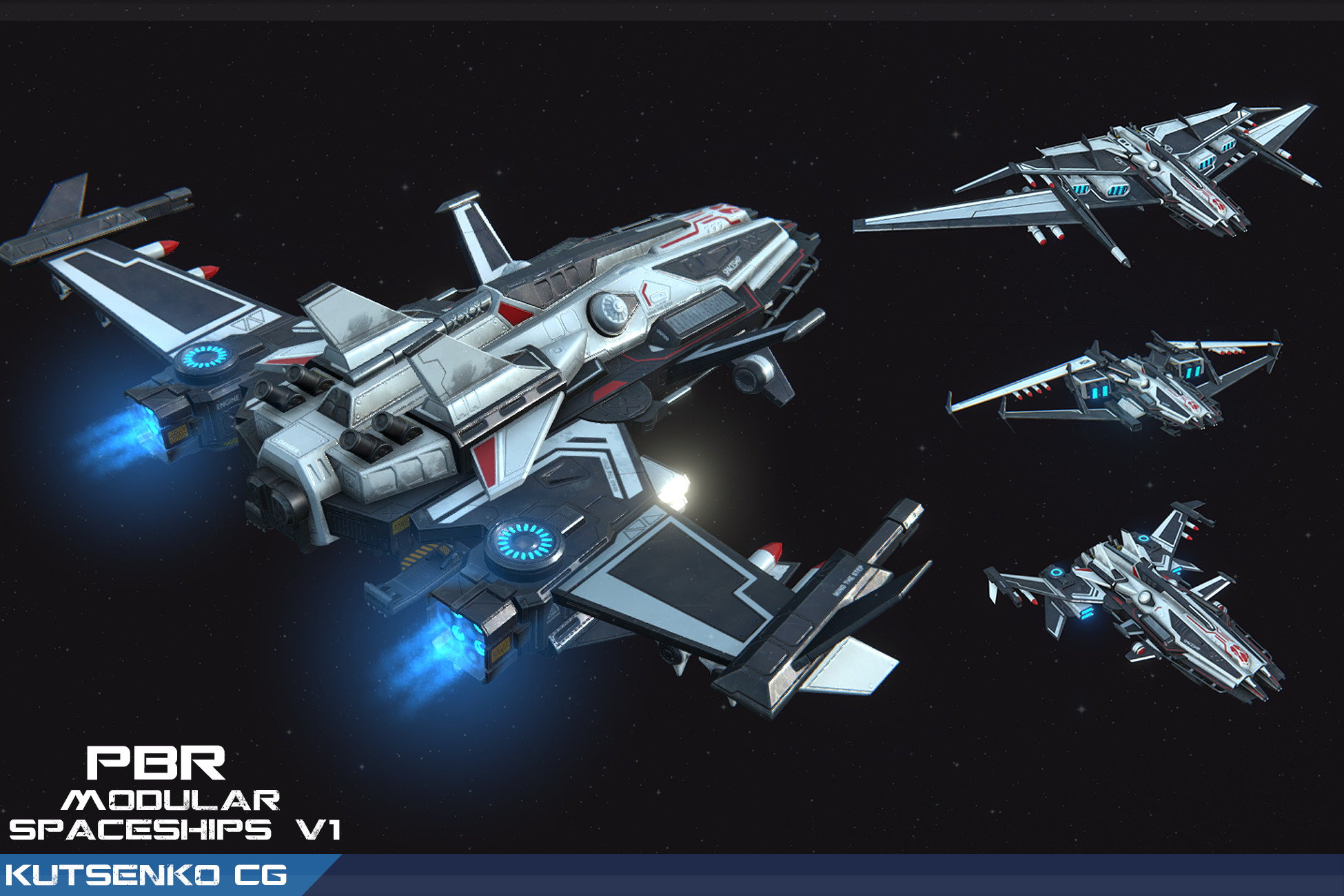 PBR Modular Spaceships v1 | 3D 宇宙飞船 | Unity Asset Store