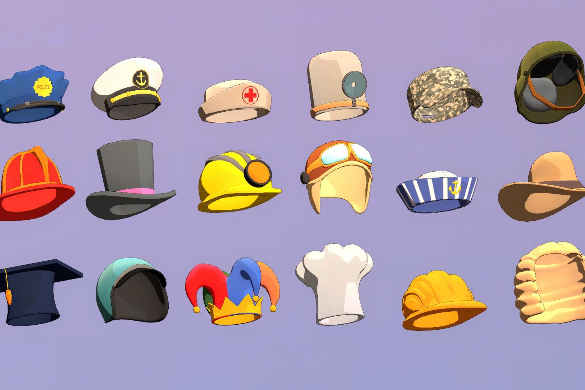 3D Prop Professions Hats | Props | Unity Asset Store