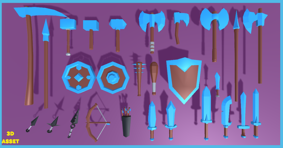 Weapons Pack 3D (Hyper-Casual Asset): Low Poly | 3D Weapons | Unity ...