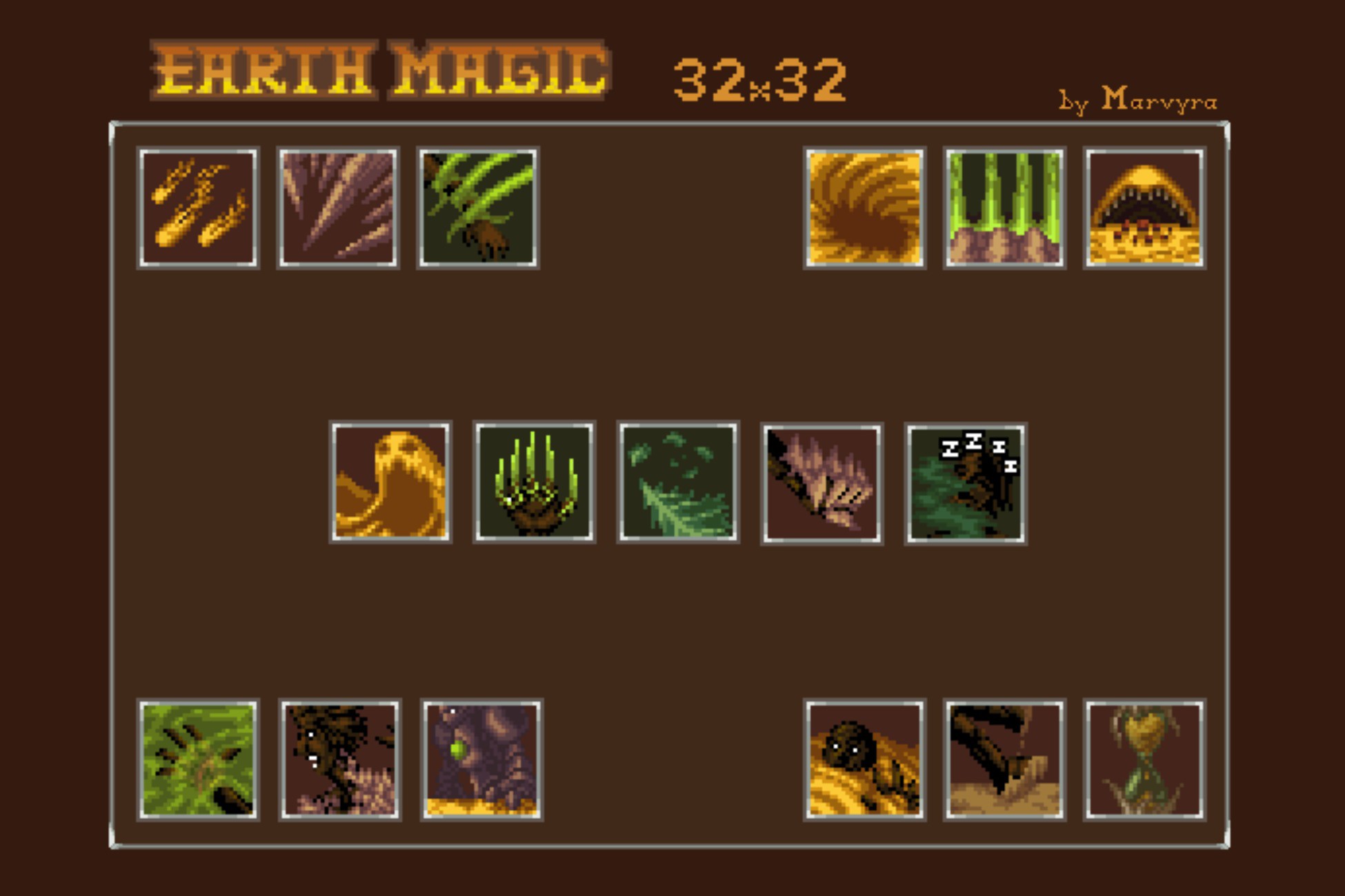 Unique Fantasy Earth Magic Icons [32x32] | 2D Icons | Unity Asset Store