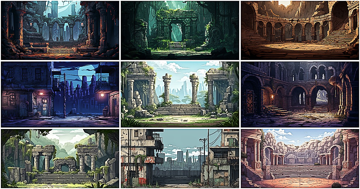BACKGROUND - Pixel Ruin 1 | 2D Environments | Unity Asset Store