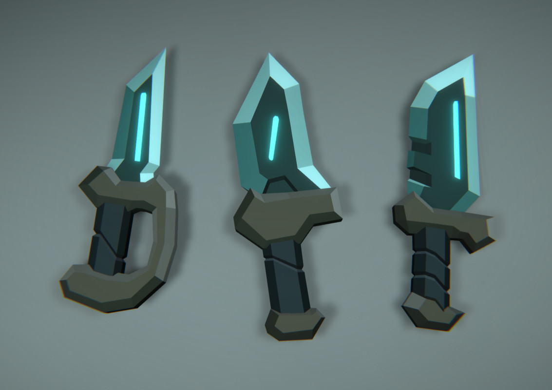Low Poly Sci-Fi Knife Bundle (31 Blades) - Neon & Futuristic Assets