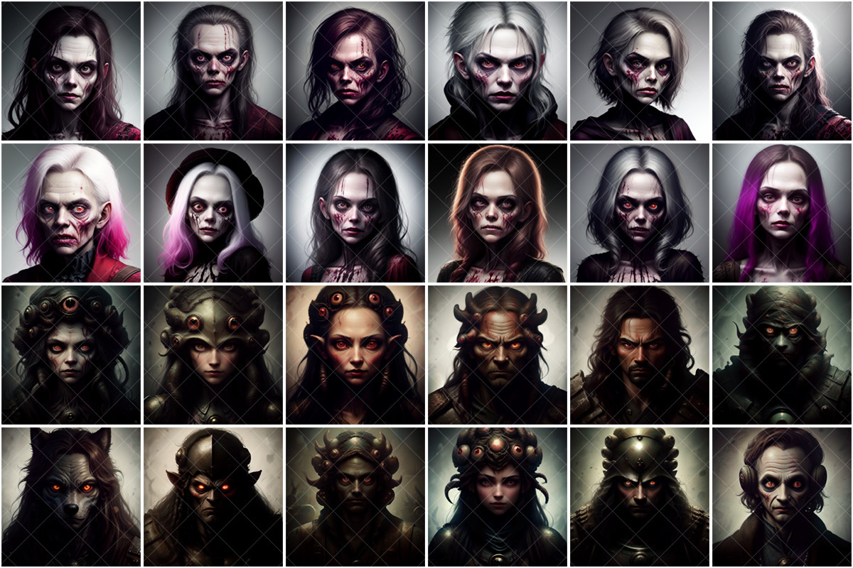 Fantasy Character Portraits - Dark and Light