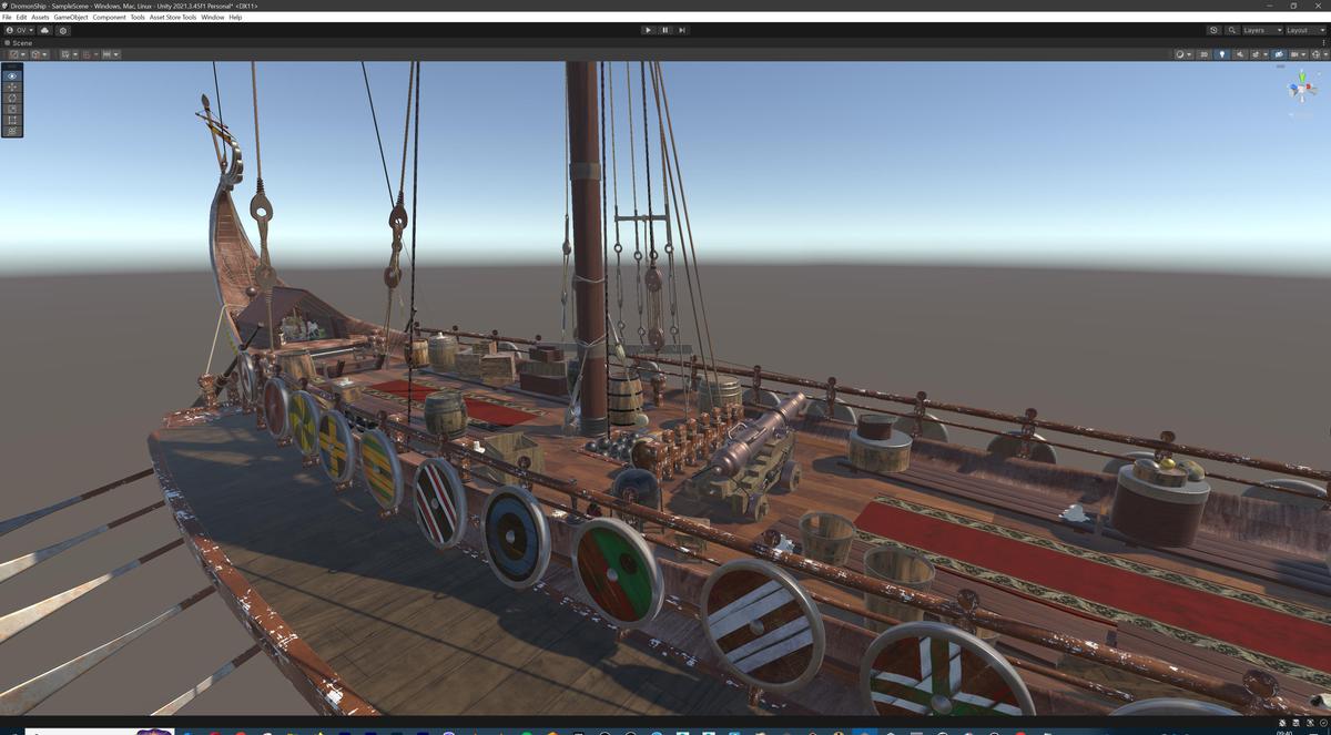 Dromon Galleon Sail Ship - 3D Model