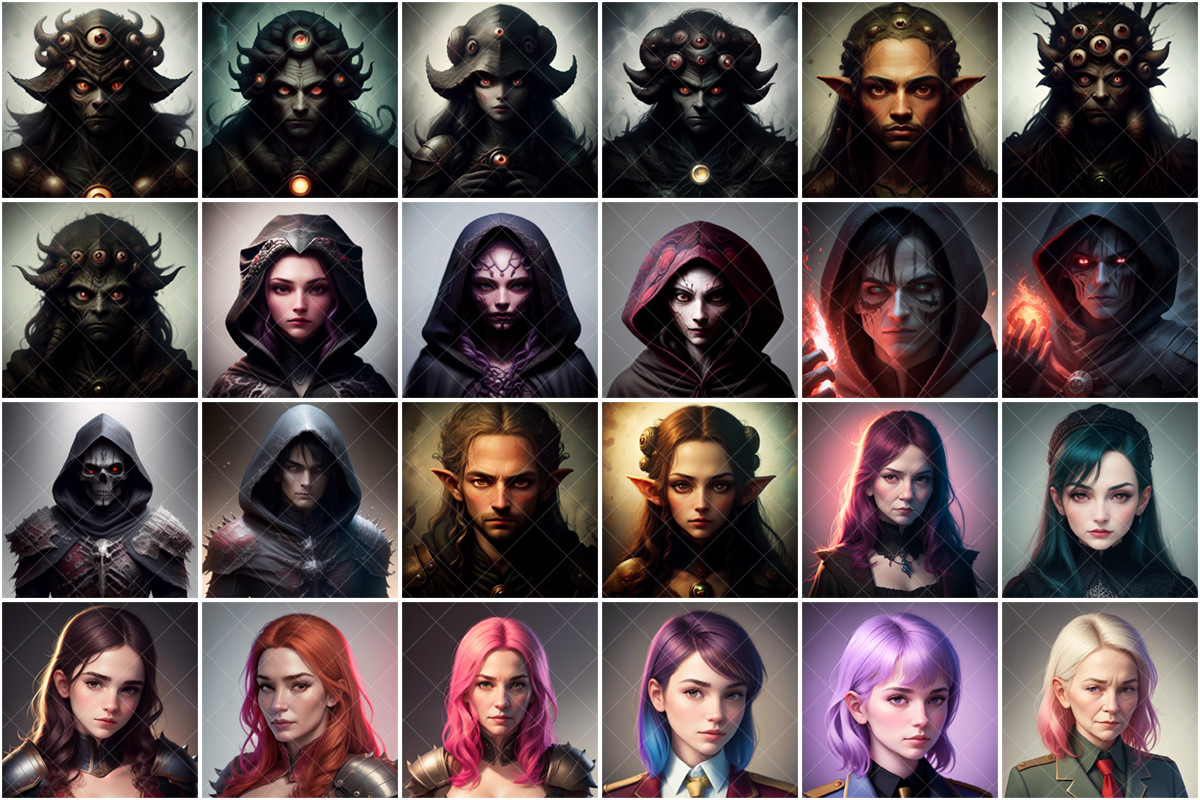 Fantasy Character Portraits - Dark and Light