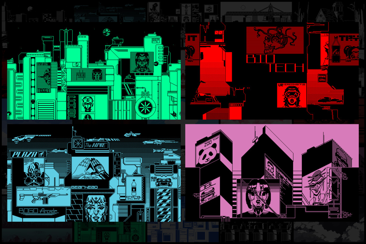 36 1-Bit Backgrounds Pixel Art