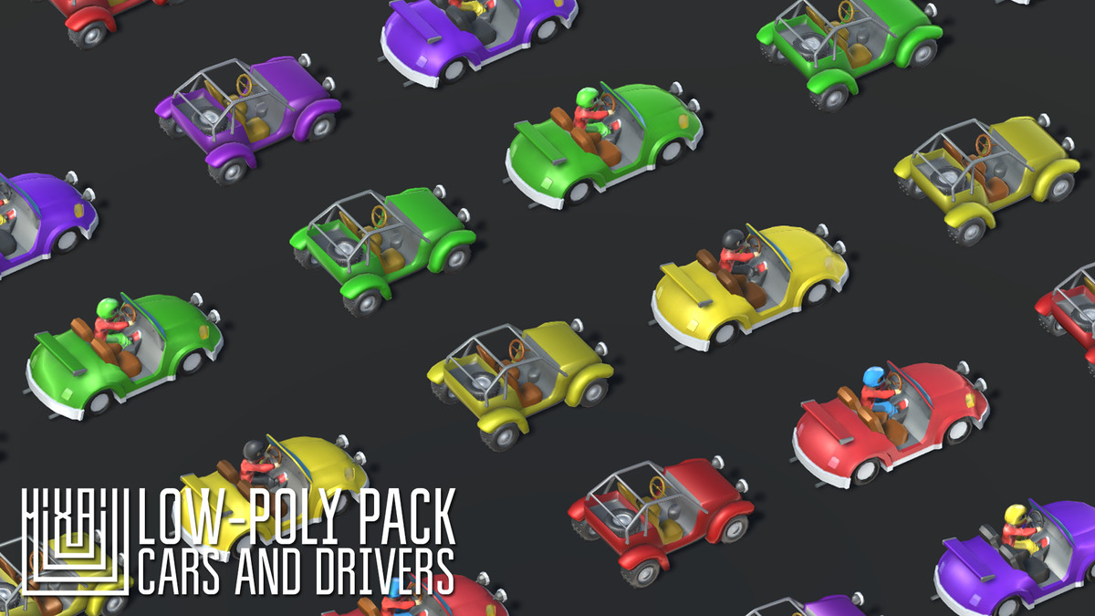 Low-Poly pack cars and drivers