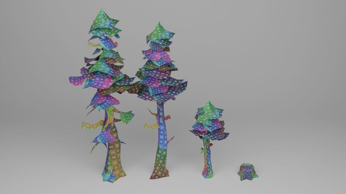 Seasonal Stylized Pine Tree Set