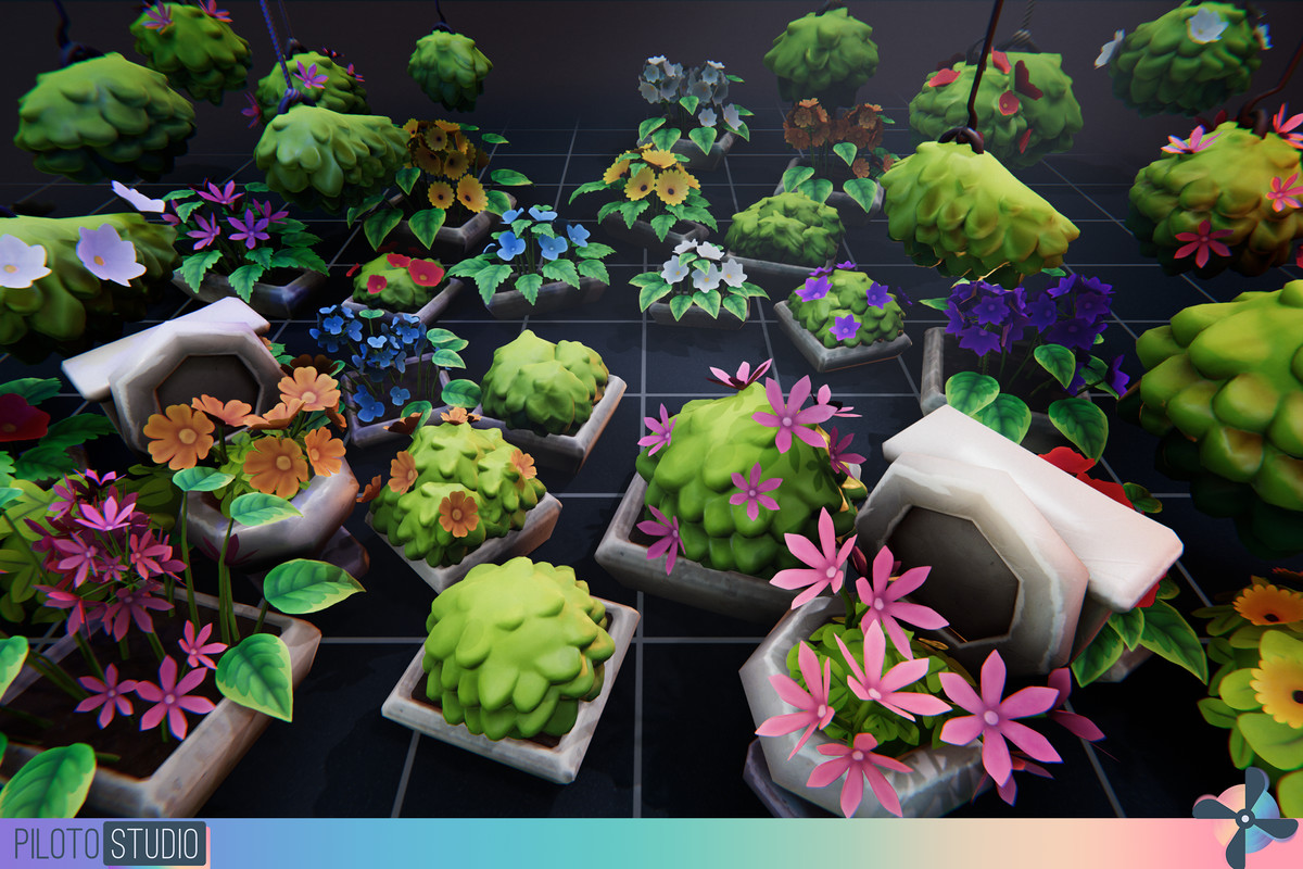 Stylized Vegetation Pack - Flowers, Bushes, Leaves, Vases