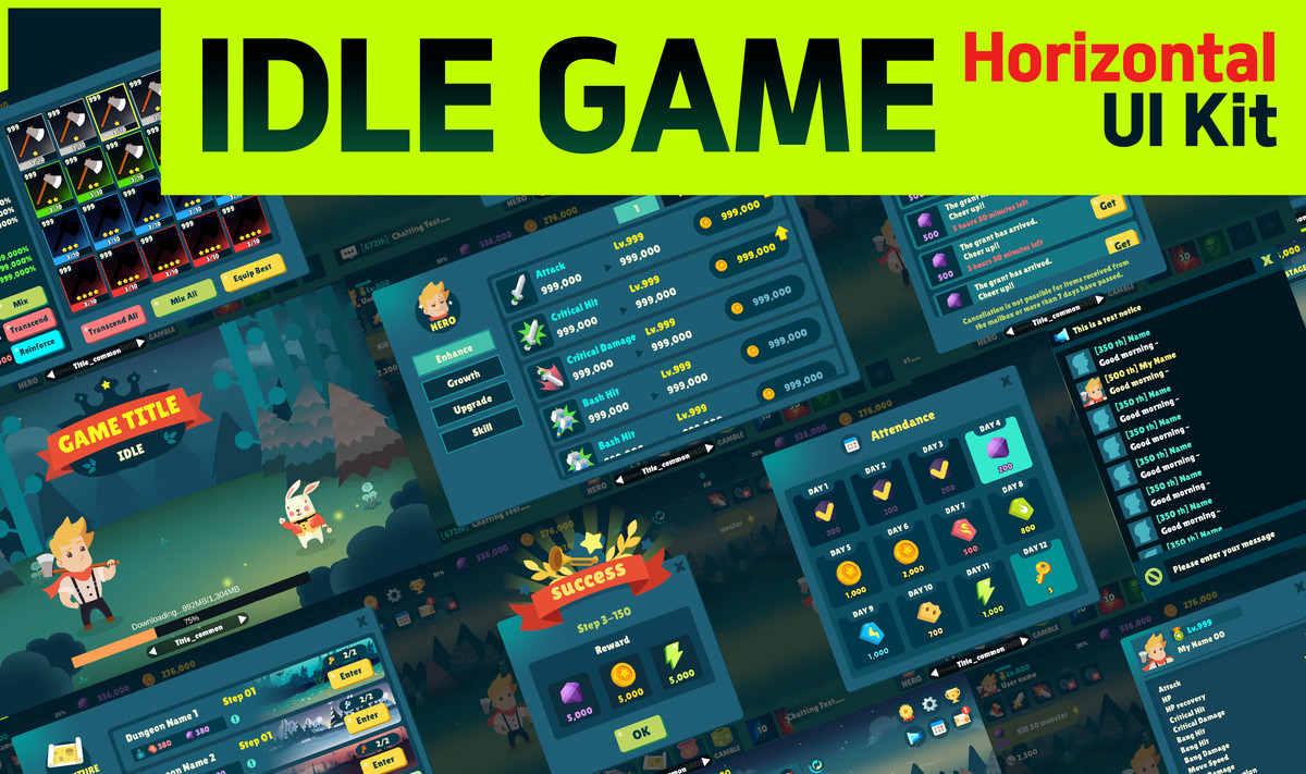 Idle Game Horizontal UI Kit