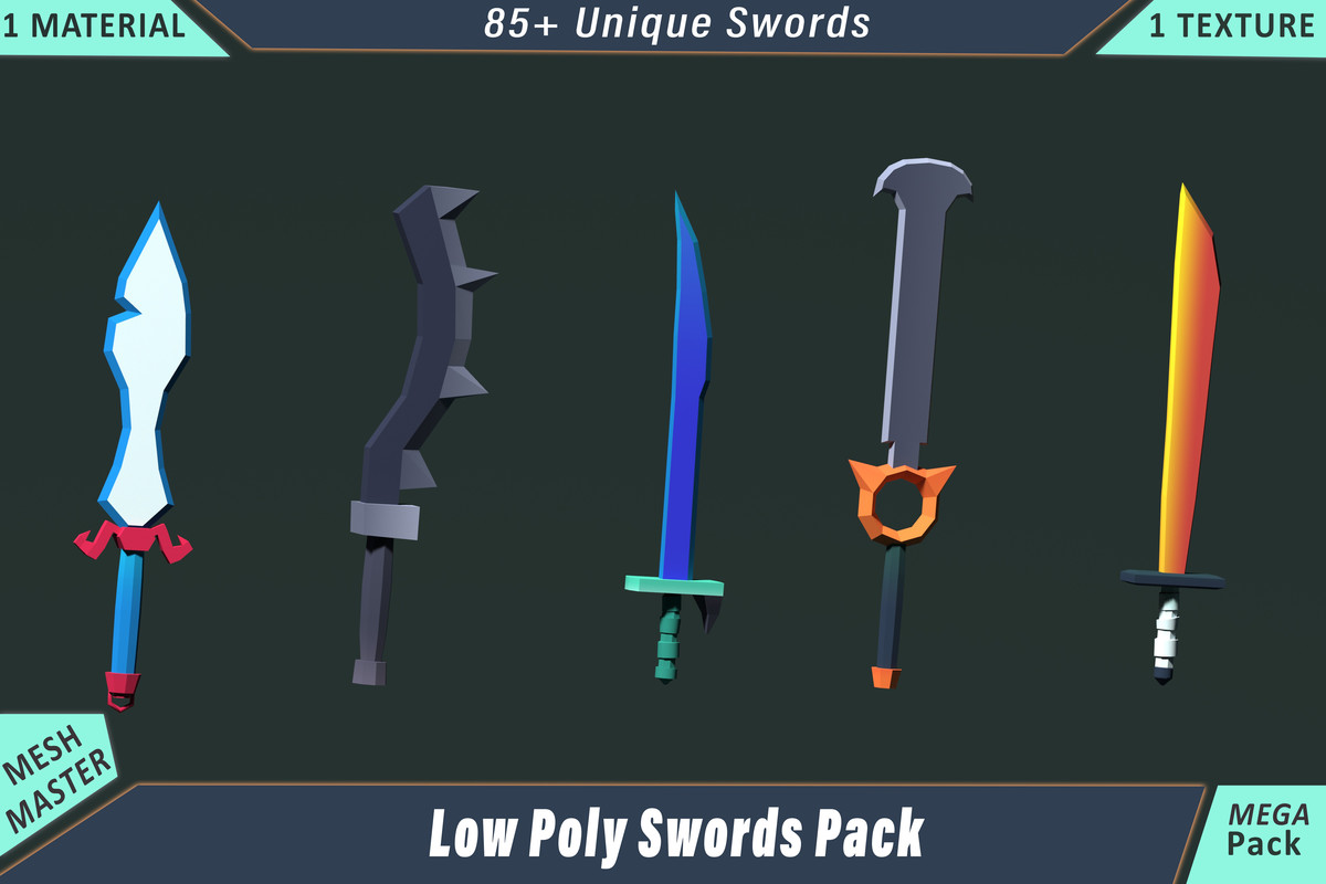85+ Low Poly Swords Pack – Unique Stylized Swords